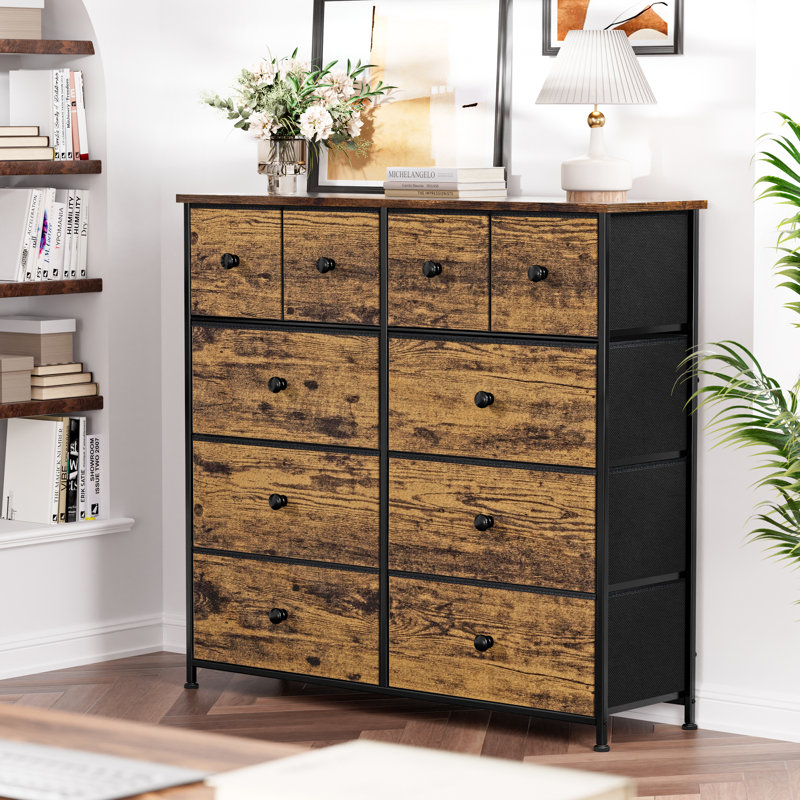 Ebern Designs Ojaswi 10 Dressers, Wooden Dresser, Chest of Drawers with Fabric & Reviews | Wayfair